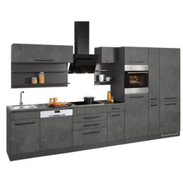 KOCHSTATION K&uuml;chenzeile &raquo;KS-Tulsa&laquo; mit E-Ger&auml;ten, Breite 360 cm, schwarze Metallgriffe, MDF Fronten bunt B/H/T: 360cm x 60cm