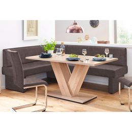Home Affaire Eckbank &raquo;Nils&laquo; Sitz und R&uuml;cken gepolstert, verschiedene Qualit&auml;ten braun Holzwerkstoff, Massivholz, Polyester B/H/T: 222cm x 89cm x 162cm