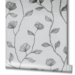 marburg Vliestapete &raquo;GZSZ Tapete&laquo; botanisch glatt f&uuml;r Wohnzimmer Schlafzimmer K&uuml;che grau Vlies B/L: 0,53m x 10,05m