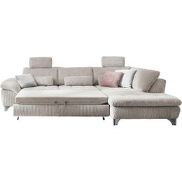 Die PlanBar Ecksofa &raquo;Ottomane MP-IN14007 L-Form, Breite 306 cm&laquo; wahlweise mit Schlaffunktion und verstellbaren Kopfst&uuml;tzen, in Cord beige 100% 