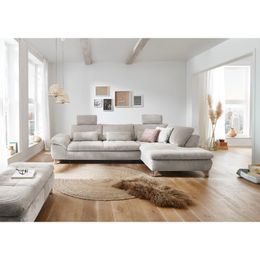 Die PlanBar Ecksofa &raquo;Ottomane MP-IN14007 L-Form, Breite 306 cm&laquo; wahlweise mit Schlaffunktion und verstellbaren Kopfst&uuml;tzen, in Cord beige 100% 
