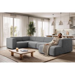 OTTO home Wohnlandschaft &raquo;Merid U-Form, B: 367 cm&laquo; jederzeit durch Module erweiterbar grau Struktur fein (100% Polyester);Samtoptik (100% Polyester);