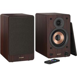Sharp Lautsprecher &raquo;Regalboxen&laquo; 2.0 (Bluetooth Pairing USB-Wiedergabe 60 W) braun USB-Wiedergabe