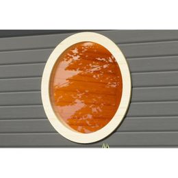 Karibu Saunafenster &raquo;rund, Klarglas&laquo; f&uuml;r nat&uuml;rliches Licht im Saunainnenraum wei&szlig; Glas, Massivholz B/H/L: 84cm x 84cm