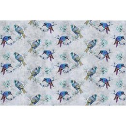Livingwalls living walls Fototapete &raquo;Walls by Patel Love Birds 1&laquo; glatt Vlies, Wand, Schr&auml;ge blau Vlies B/L: 4m x 2,7m