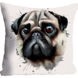 queence Dekokissen &raquo;Mops&laquo; Kissenh&uuml;lle ohne F&uuml;llung, 1 St&uuml;ck bunt Polyester B/L: 40cm x 40cm, 1 Stk.
