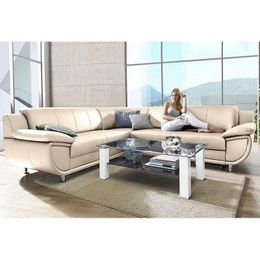 Trendmanufaktur Ecksofa &raquo;Rondo wahlweise mit Schlaffunktion, bequeme Armlehnen&laquo; L-Form, wahlw.mit Federkern, F&uuml;&szlig;e chromfarben, Unser Dauertiefpreis 