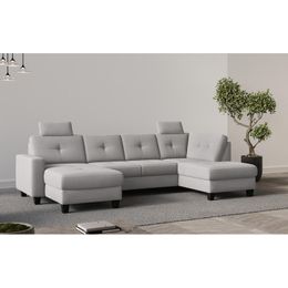 OTTO home Wohnlandschaft &raquo;Varese&laquo; wahlweise mit Schlaffunktion und Bettkasten silber 90% Polyester 10% Polyamid B/H/T: 304cm x 91cm x 170cm, Struktur,