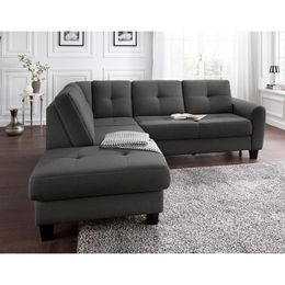 Sit & More sit&more Ecksofa &raquo;Varese L-Form&laquo; mit Federkern, wahlweise mit Schlaffunktion und Stauraum grau Luxus-Microfaser (100% Polyester)IStruktur fein (100% 
