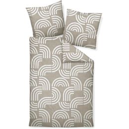 Janine Bettw&auml;sche &raquo;DAVOS65157 06&laquo; mit Rei&szlig;verschluss beige Feinbiber, Obermaterial: 100% Baumwolle B/L: 135cm x 200cm, 1 Stk., 1 Stk., Feinbiber, B/L: 80cm x
