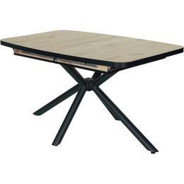 Hela Esstisch &raquo;TOKIO&laquo; 1 Stk. tlg. X-Gestell,Synchronauszug,bootsf&ouml;rmig,ABS-Kante,Melamin schwarz B/H/T: 180cm x 76cm x 90cm, Einlegeplatte