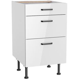 KOCHSTATION Unterschrank &raquo;KS-Paula&laquo; wei&szlig; wei&szlig;, B/H/T: 50cm x 87cm x 58,4cm, Schubladen: 3 Stk.