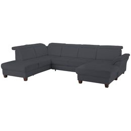 OTTO home Wohnlandschaft &raquo;Solvei U-Form&laquo; Sitztiefenverstellung und Federkern, wahlweise Kopfteilverstellung grau Struktur (100% Polyester);Luxus-