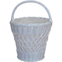 HOFMANN LIVING AND MORE W&auml;schekorb aus Rattan mit praktischem Tragegriff wei&szlig; Geflecht Rattan B/H/T: 40cm x 60cm x 40cm