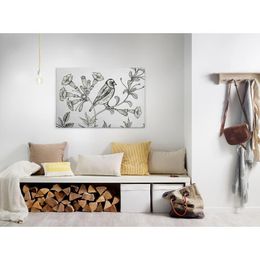 A.S. Cr&eacute;ation Leinwandbild &raquo;birdy&laquo; Gem&auml;lde Kunst 1 Stk. tlg. Schwarz-Wei&szlig; Zeichnung Floral Keilrahmen Leinwand-Bild Wohnzimmer Wand schwarz-wei&szlig; Holz, Stahl B/H/T: 
