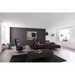 W.Schillig Ecksofa &raquo;valentinoo, Designsofa, bequem, elegant und zeitlos, L-Form&laquo; inklusive Hocker, mit Sitztiefenverstellung, Breite 299 cm braun 