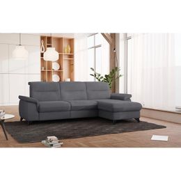 Sit & More sit&more Ecksofa &raquo;Astoria L-Form&laquo; wahlweise mit motorischer Relaxfunktion grau 100% Polyester B/H/T: 260cm x 91cm x 175cm, Flachgewebe, Recamiere 