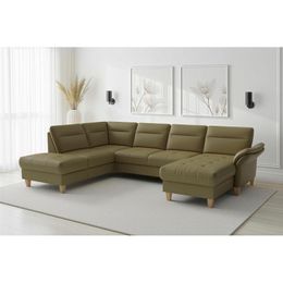 Sit & More sit&more Wohnlandschaft &raquo;Pamela, U-Form, B: 292 cm, Leder&laquo; B/H/T: 292cm x 90cm x 212cm, NaturLEDER , Ottomane links,mit Bett echt,mit Stauraum,mit 