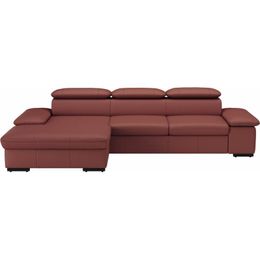 Sit & More sit&more Ecksofa &raquo;Alcudia L-Form&laquo; wahlweise mit Schlaffunktion rot B/H/T: 286cm x 73cm x 174cm, NaturLEDER , Recamiere links,mit Kopfteilverstellung,