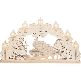 SAICO Original LED Schwibbogen &raquo;3D-Lichterbogen, Eisenbahnromantik&laquo; Premium LED-Beleuchtung, warmwei&szlig;, BxHxT: 52x30x4,5 cm beige Holz teilmassiv B/H/T
