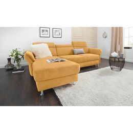 Sit & More sit&more Ecksofa &raquo;Avignon L-Form&laquo; Kopfteilverstellung, wahlweise mit Schlaffunktion und Bettkasten gelb Flachgewebe (90% Polyester, 10% Polyamid);