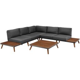 Merxx Gartenlounge-Set &raquo;Athen&laquo; 1x Eckbank, 1x Tisch 95x95 cm, inkl. Sitz- und R&uuml;ckenkissen, 15 Stk. tlg. Aluminiumgestell mit Akazienholz, FSC 100%, 