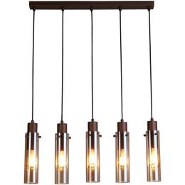 Searchlight H&auml;ngeleuchte &raquo;Sweden II 5Lt Bar Pendant - Mocha Metal & Amber Glass&laquo; E27 1 Stk. braun 5, H: 31cm, 1 Stk.