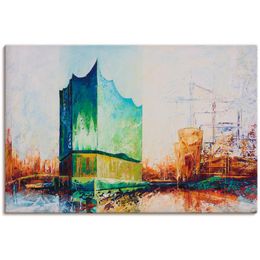 Artland Leinwandbild &raquo;Elbharmonie Hamburg&laquo; Deutschland 1 Stk. tlg. auf Holzrahmen gespannt orange Leinwand B/H/T: 90cm x 60cm, Leinwandbild Deutschland 