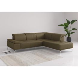 OTTO home Ecksofa &raquo;Caluna&laquo; Inkl.Sitztiefenverstellung, wahlweise mit Kopf- und Armteilverstellung gr&uuml;n B/H/T: 274cm x 81cm x 235cm, NaturLEDER Stoff, 