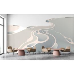 Livingwalls living walls Vliestapete &raquo;Fototapete Abstraktes Wasser Grau Beige modern&laquo; matt glatt bunt Vlies B/L: 2,7m x 5m, Rollen: 1