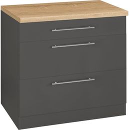Wiho-K&uuml;chen wiho K&uuml;chen Unterschrank &raquo;Unna&laquo; 90 cm breit, mit 2 gro&szlig;en Ausz&uuml;gen grau B/H/T: 90cm x 85cm x 60cm, Schubladen: 1 Stk.