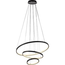 JUST LIGHT LED Deckenleuchte &raquo;CERCHI&laquo; LED-Board 1 Stk. Warmwei&szlig; Ringe &Oslash;230 / &Oslash;390 / &Oslash;610mm schwarz 1, &Oslash; 60,5cm H: 100cm, 1 Stk.