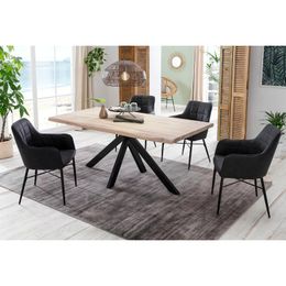 Home Affaire Esstisch &raquo;Tristan&laquo; Massivholz Wildeiche mit echter Baumkante schwarz B/H/T: 220cm x 77cm x 100cm