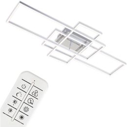 Briloner Leuchten LED Deckenleuchte &raquo;3156018 FRAME&laquo; LED-Modul Kaltwei&szlig; Neutralwei&szlig; Warmwei&szlig; Deckenlampe, 104x42x10cm, Chrom, 55W, Wohnzimmer, Schlafzimmer, K&uuml;che silber