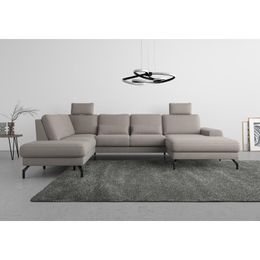 Sit & More sit&more Wohnlandschaft &raquo;Cinturo U-Form&laquo; inklusive Sitztiefenverstellung und Federkern, Sitzh&ouml;he 48 cm grau B/H/T: 345cm x 91cm x 226cm, Luxus-
