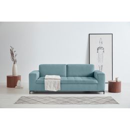 OTTO products 3-Sitzer &raquo;Grazzo, zeitlos und elegant, moderne Sitzheftung&laquo; hochwertige Stoffe aus recyceltem Material, Steppung im Sitzbereich blau 100
