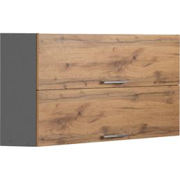 KOCHSTATION Klapph&auml;ngeschrank &raquo;KS-Colmar&laquo; 100 cm, mit Metallgriff, f&uuml;r viel Stauraum grau Holzwerkstoff grafitgrau, B/H/T: 100cm x 57cm x 34cm