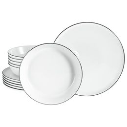 Creatable Tafelservice &raquo;Chef Collection Black Line, Tafel-Service 12-tlg&laquo; Teller Set, Daily Use, Zeitlos wei&szlig; Porzellan 12 Stk.