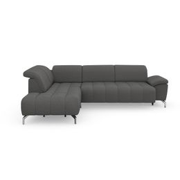 Sit & More sit&more Ecksofa &raquo;Cool L-Form&laquo; wahlweise mit Kopfteilverstellung und Vorziehsitz, motorisch grau B/H/T: 272cm x 79cm x 220cm, Luxus-Microfaser Paris, 