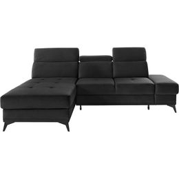 OTTO home Ecksofa &raquo;Cardiz L-Form&laquo; inkl.Kopfteilverstellung und Federkern wahlweise mit Schlaffunktion grau Webstoff (100% Polyester);Luxus-Microfaser 