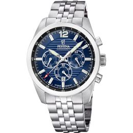 Festina Herren Chronograph &raquo;Timeless Chronograph&laquo; Quarzuhr, Armbanduhr, Herrenuhr, Edelstahlarmband, analog, Tag Einheitsgr&ouml;&szlig;e