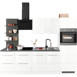 KOCHSTATION K&uuml;chenzeile &raquo;KS-Brindisi Breite 270 cm&laquo; wahlweise mit E-Ger&auml;ten und Induktion, mit MDF-Fronten und Regal wei&szlig; B/H/T: 270cm x 200cm x 60cm,