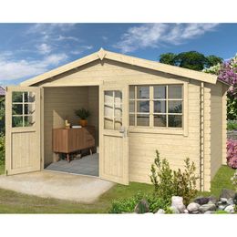 Lasita Maja Gartenhaus &raquo;Axel 230&laquo; Blockbohlenhaus 28mm beige Massivholz ohne Fu&szlig;boden, ohne Dacheindeckung