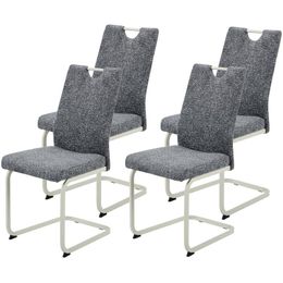 Hela Freischwinger &raquo;TIVOLI&laquo; (Set) 4 Stk.Freischwinger, Gestell Perlwei&szlig;, mit Griff, 140kg belastbar grau Metall, Polyester, Stoff B/H/T: 43,5cm x 97cm