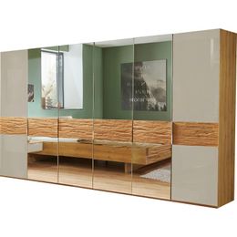 Wiemann Kleiderschrank &raquo;Cordoba&laquo; inkl. T&uuml;rend&auml;mpfung beige Floatglas, Holz teilmassiv, Kunststoff Bianco-Eiche teilmassiv, B/H/T: 295,2cm x 236cm x 