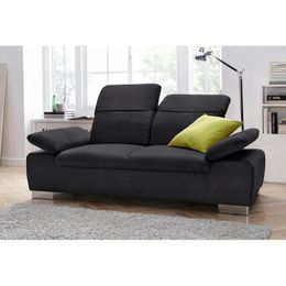 DOMO collection 2-Sitzer &raquo;Milan inklusive komfortablen Federkern f&uuml;r mehr Sitzkomfort&laquo; mit R&uuml;ckenverstellung schwarz Luxus-Microfaser (100% Polyester)