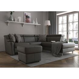 Sit & More sit&more Ecksofa &raquo;Freetown L-Form&laquo; inklusive Kopfteilverstellung und komfortablem Federkern grau B/H/T: 252cm x 84cm x 216cm, Luxus-Microfaser, 