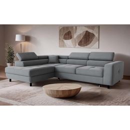 OTTO home Ecksofa &raquo;AADEN Schlafsofa 254 cm - OTTO. Verl&auml;ssliche Qualit&auml;t.&laquo; mit Bettfunktion, Bettkasten, Kopfst&uuml;tzen, rechts/links bestellbar grau 100