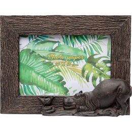 KARE Bilderrahmen &raquo;Safari 15x10cm&laquo; Elefant oder Hippo braun Polyresin B/H/T: 21cm x 16cm x 3cm, Nilpferd wei&szlig;