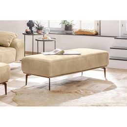W.Schillig Polsterhocker &raquo;run&laquo; mit Holzsockel, F&uuml;&szlig;e in Bronze pulverbeschichtet, Breite 150 cm beige Stoff S37 (100% Polyester);ROHLEDER Chenille-